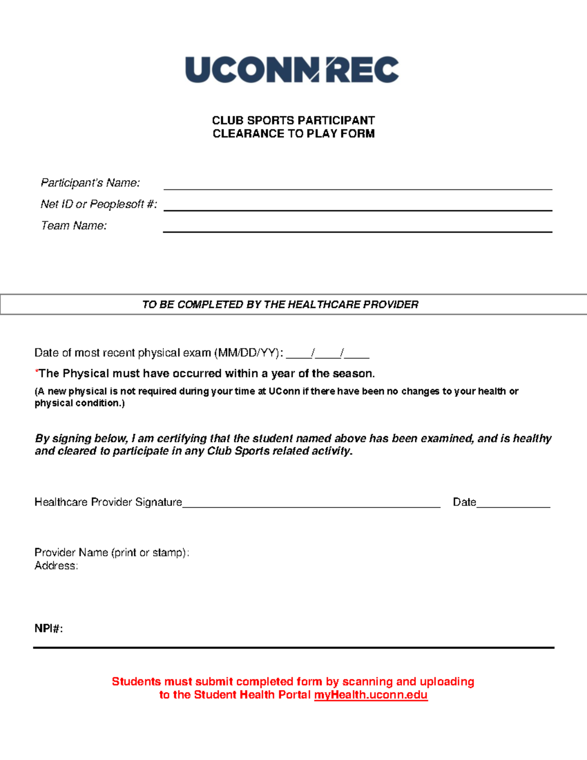 Clearance-to-Play-Form Revised-8 - CLUB SPORTS PARTICIPANT CLEARANCE TO ...