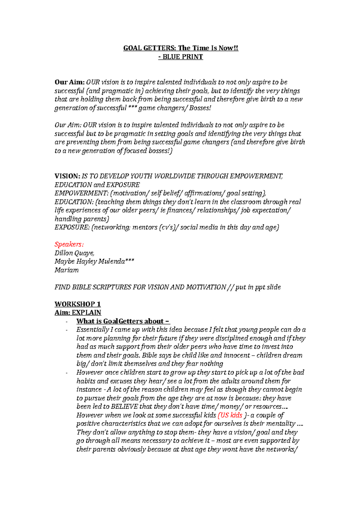 GOAL Getters plan - notes independent study - GOAL GETTERS: The Time Is ...