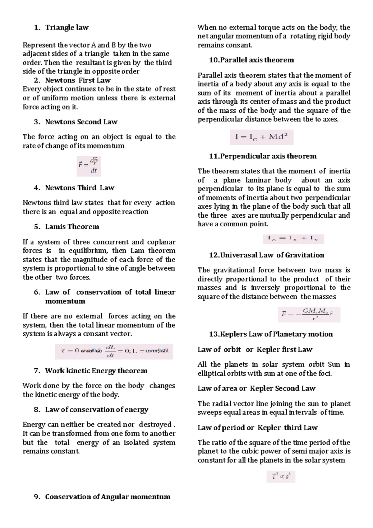 11 physics laws em 1 - Triangle law Represent the vector A and B by the ...