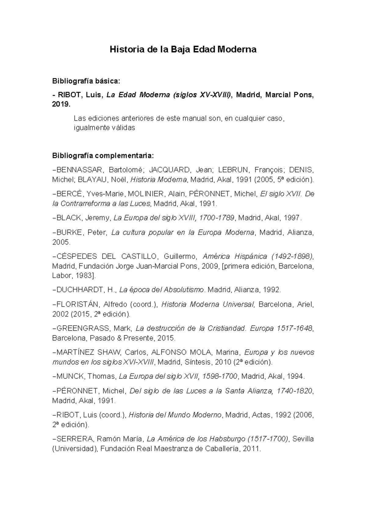 Bibliografía HBEM - Bibliografía complementaria - Historia de la Baja ...