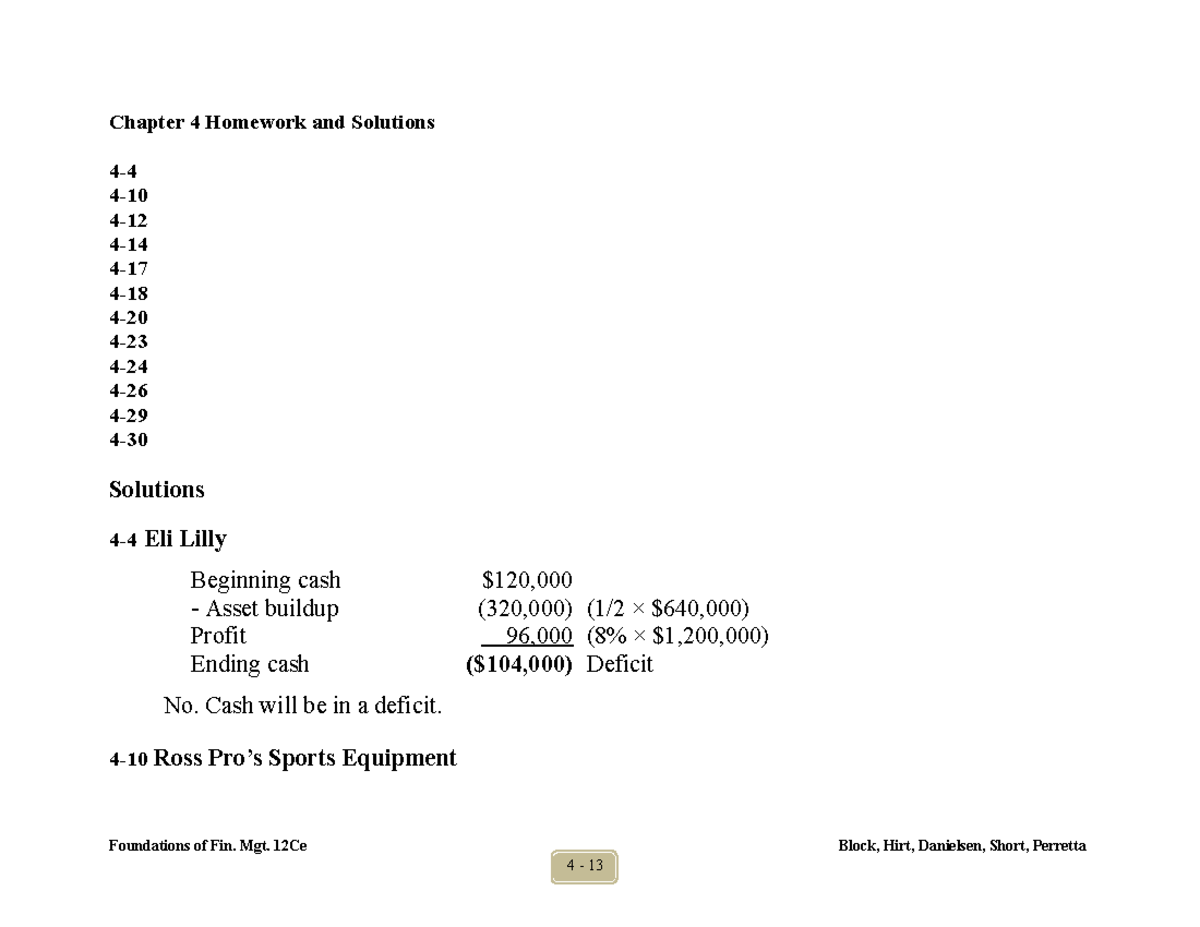 Chapter 4 Homework Solutions b - Chapter 4 Homework and Solutions 4- 4 ...