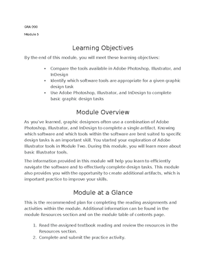 Notes - GRA- Module 3 Learning Objectives By the end of this module ...