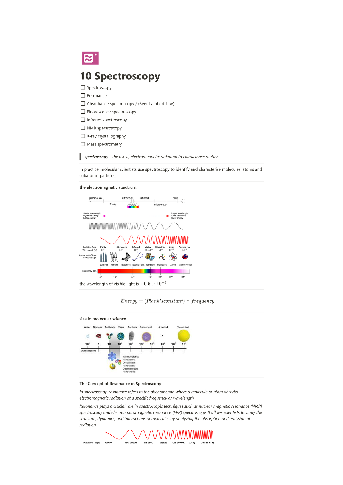 10 Spectroscopy - l10 - 10 Spectroscopy Spectroscopy Resonance Absorbance spectroscopy / - Studocu