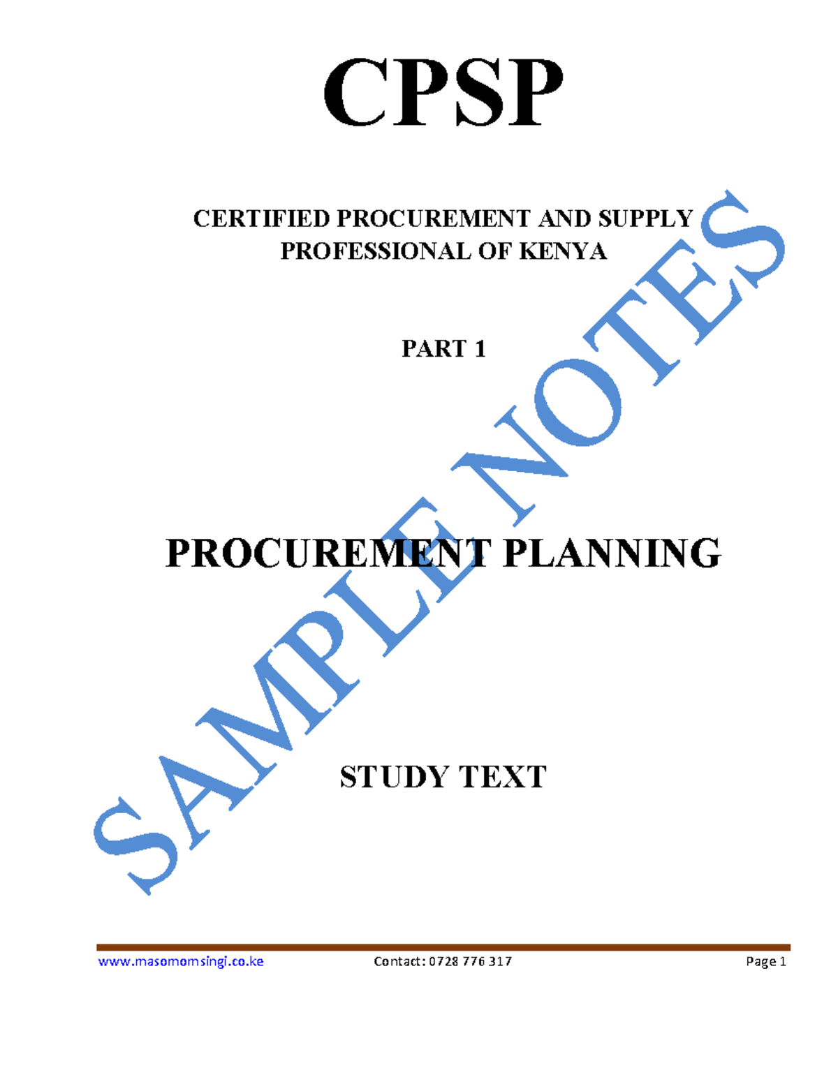 Procurement-planning - CPSP CERTIFIED PROCUREMENT AND SUPPLY ...
