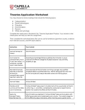 Cf theories application worksheet 4 - Theories Application Worksheet You may choose to review ...
