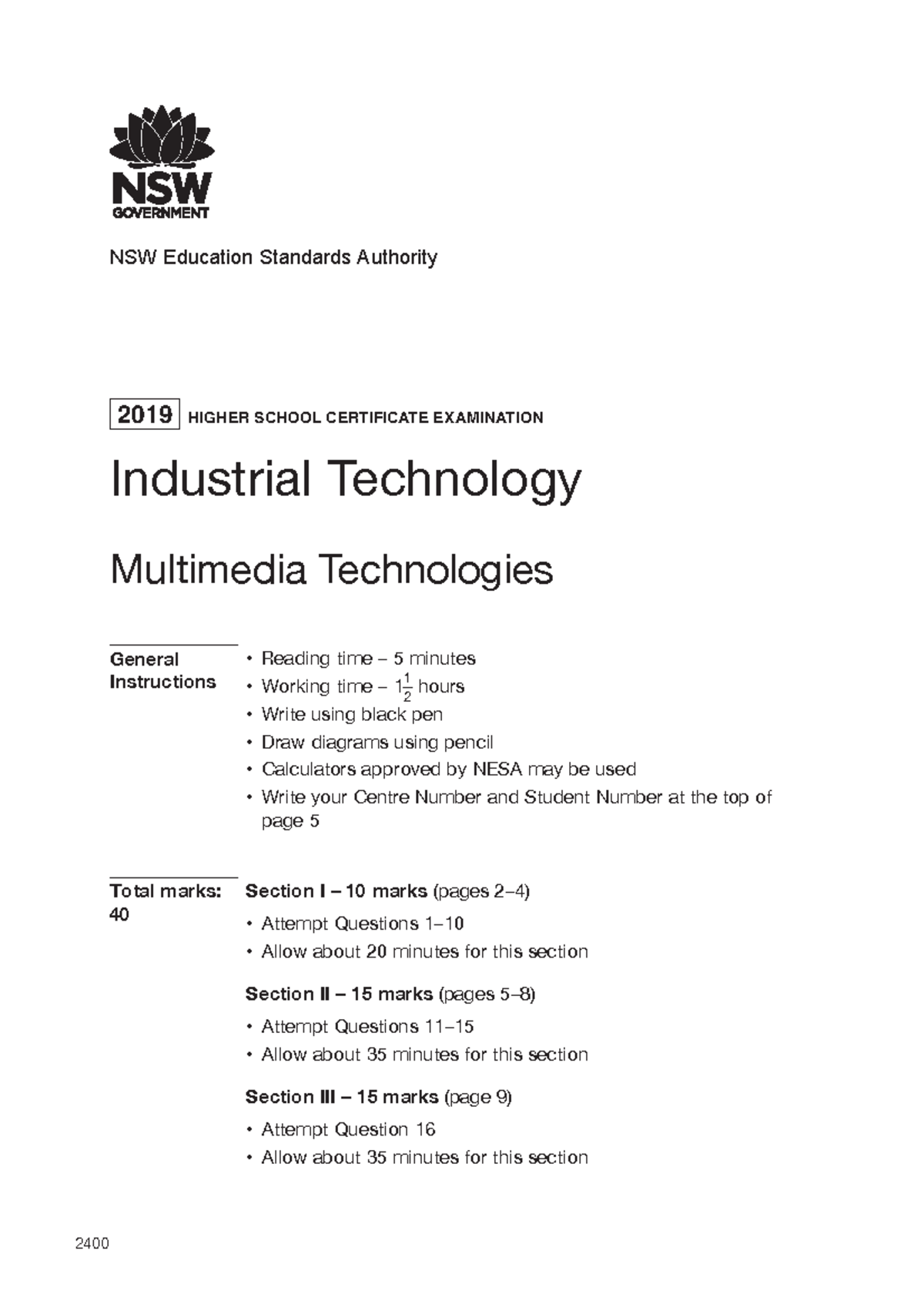 2019 hsc indt multimedia - NSW Education Standards Authority 2019 ...
