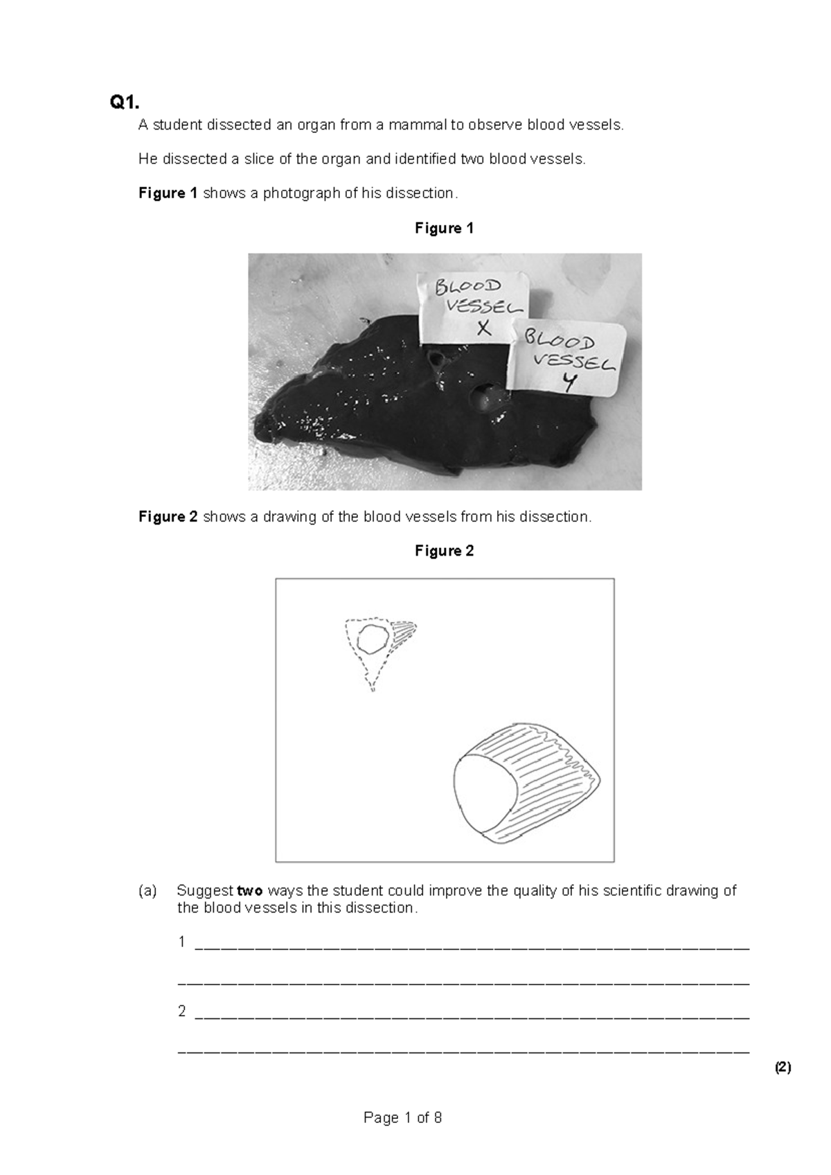Heartdissection - Q1. A student dissected an organ from a mammal to ...