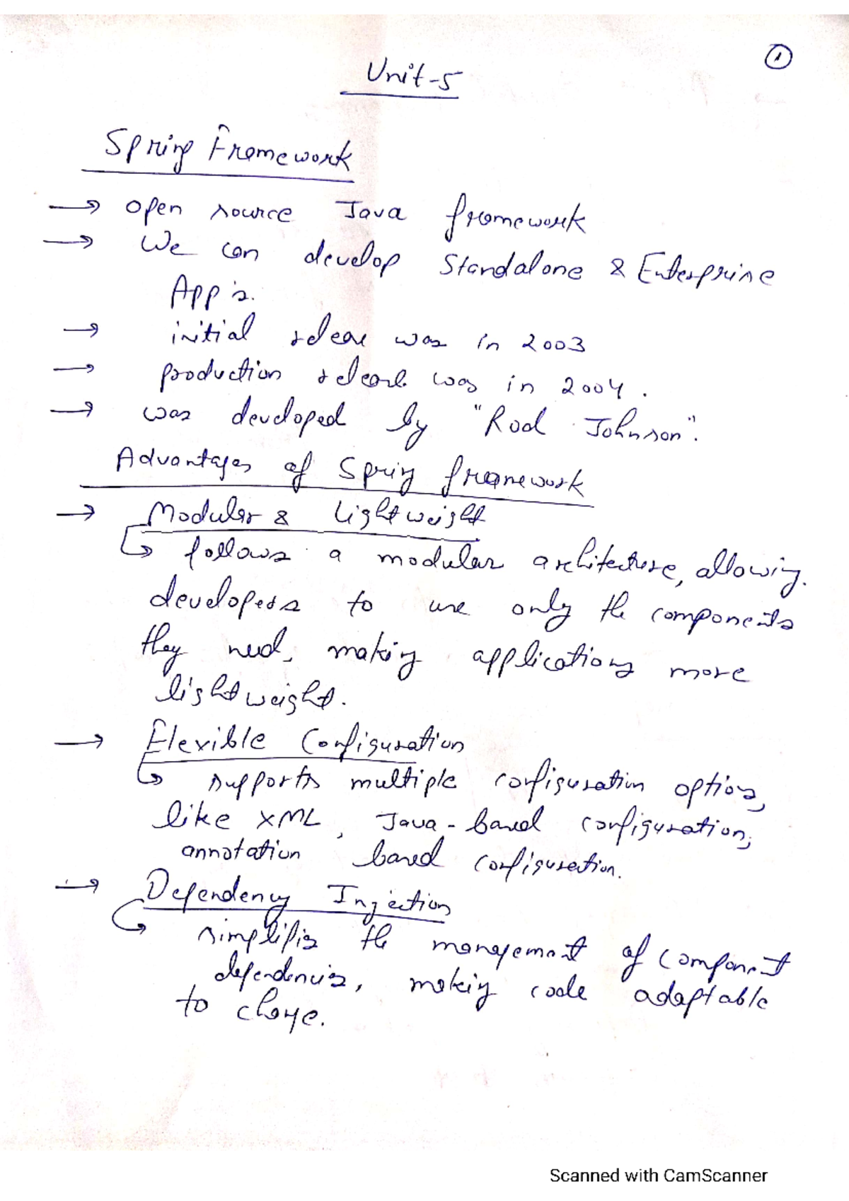 Java Unit 5 - notes - , Spring Framework open source Java fromework We ...