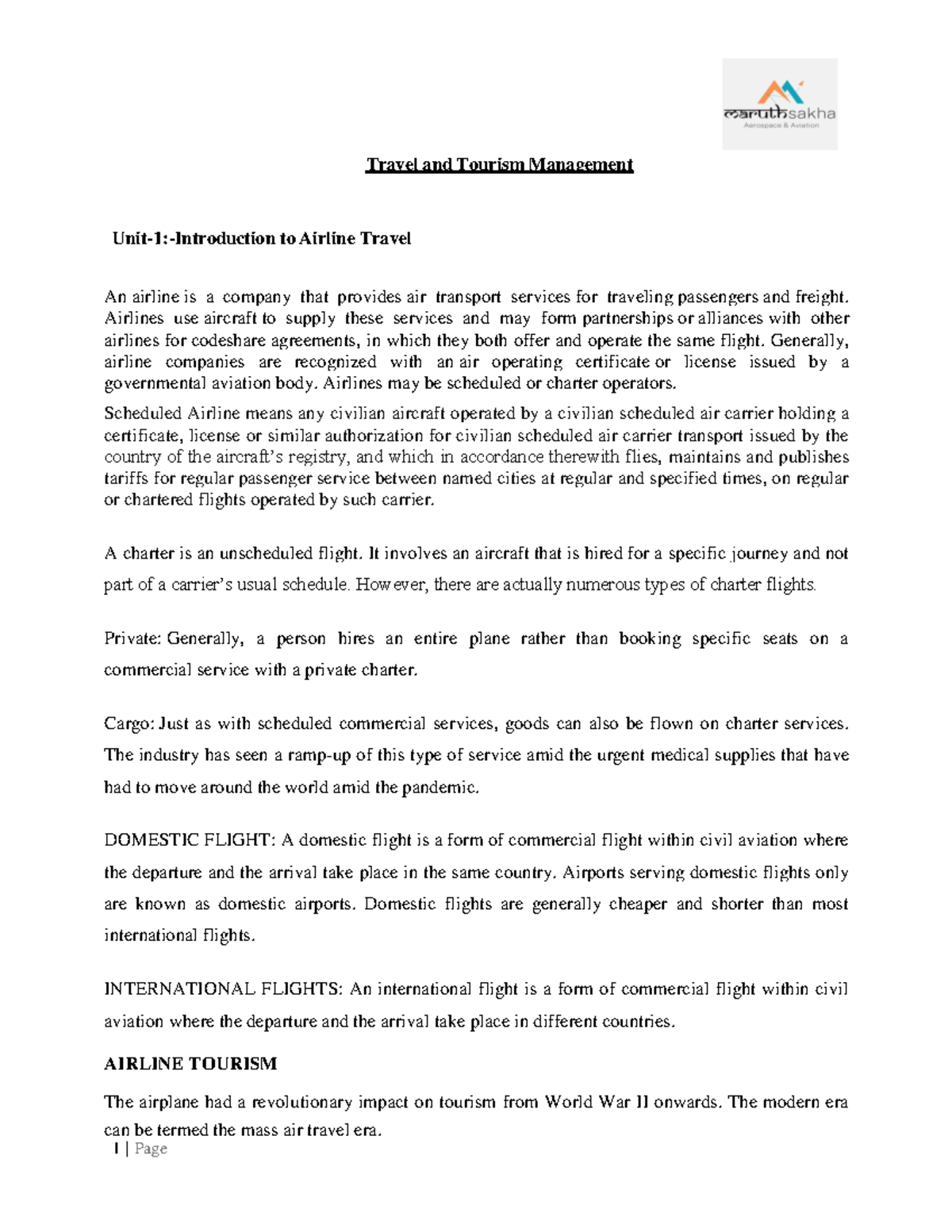 TTM Notes R PDF - note - Travel and Tourism Management Unit-1 ...