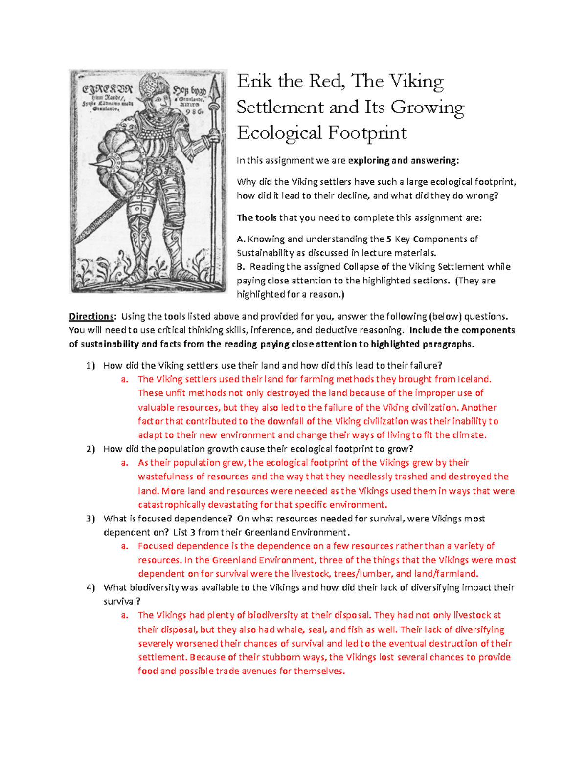 Erik the Red Question Set - Erik the Red, The Viking Settlement and Its ...