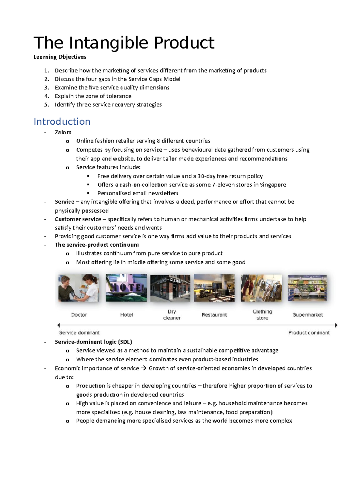 Wk6 Ch10 notes - The Intangible Product - The Intangible Product ...