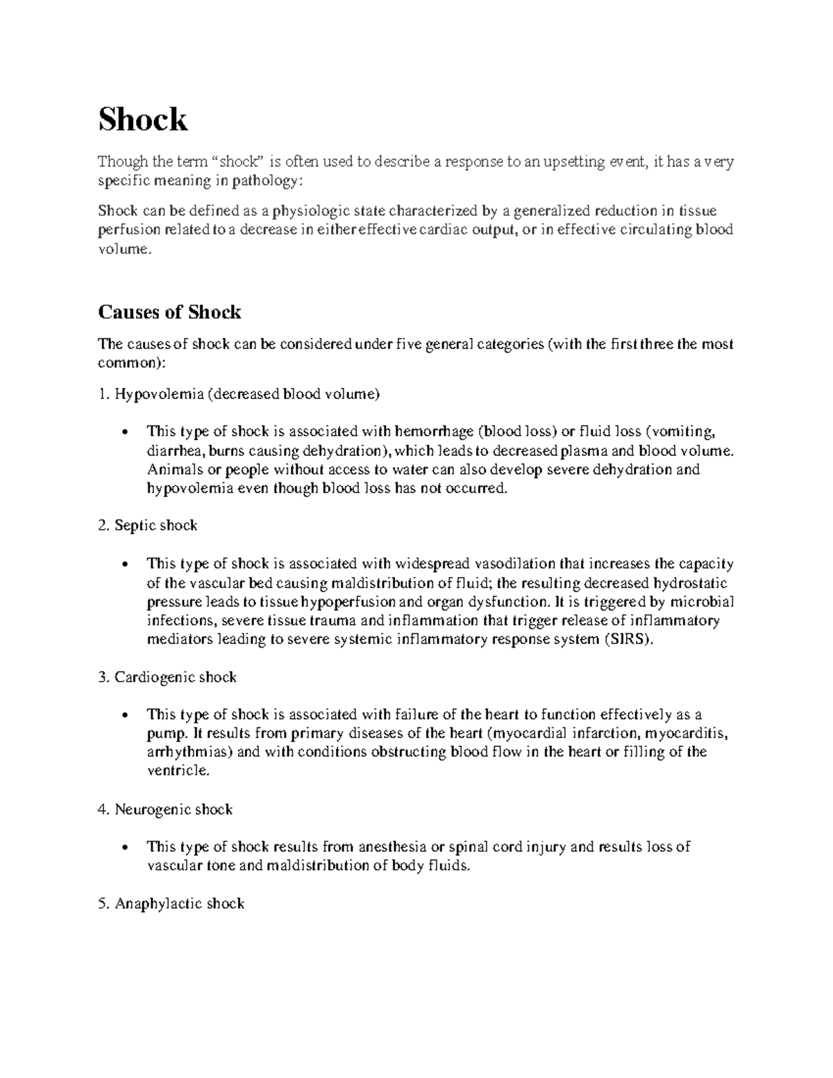 Shock PATH unit 2 - Notes - Shock Though the term “shock” is often used ...
