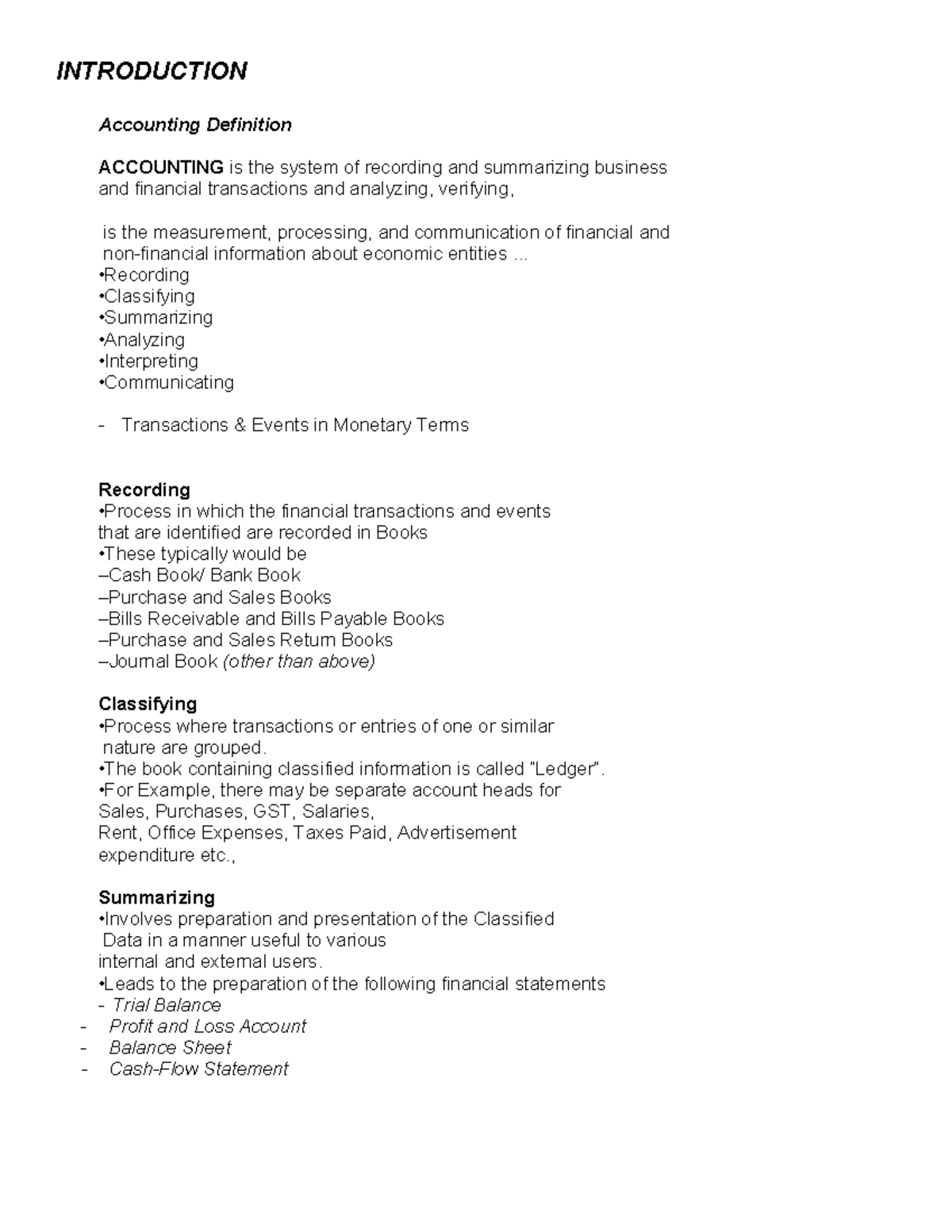 Introduction Chapter 1 AIS - INTRODUCTION Accounting Definition ...