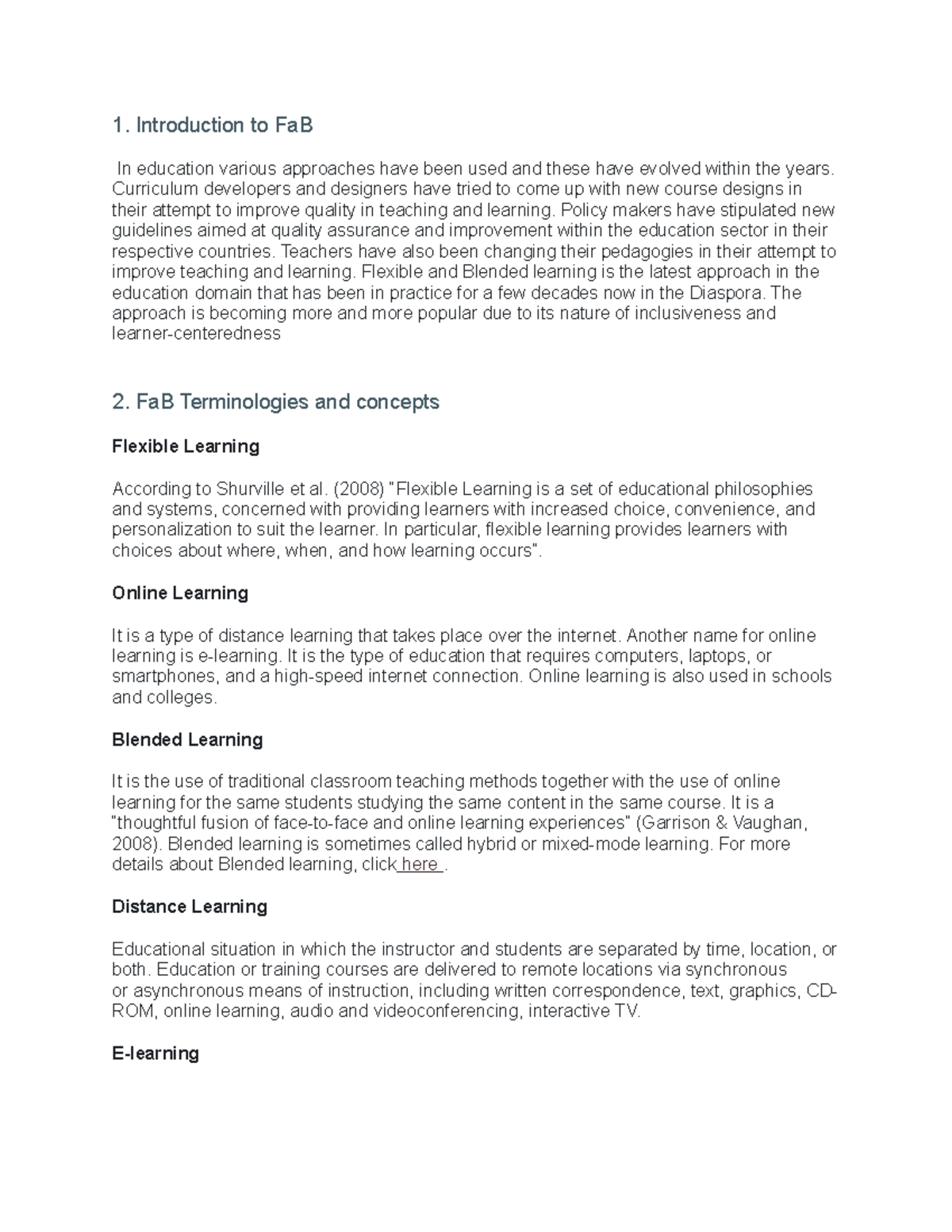 FAB asssignment - assignment on flexible and blended learning - 1 ...