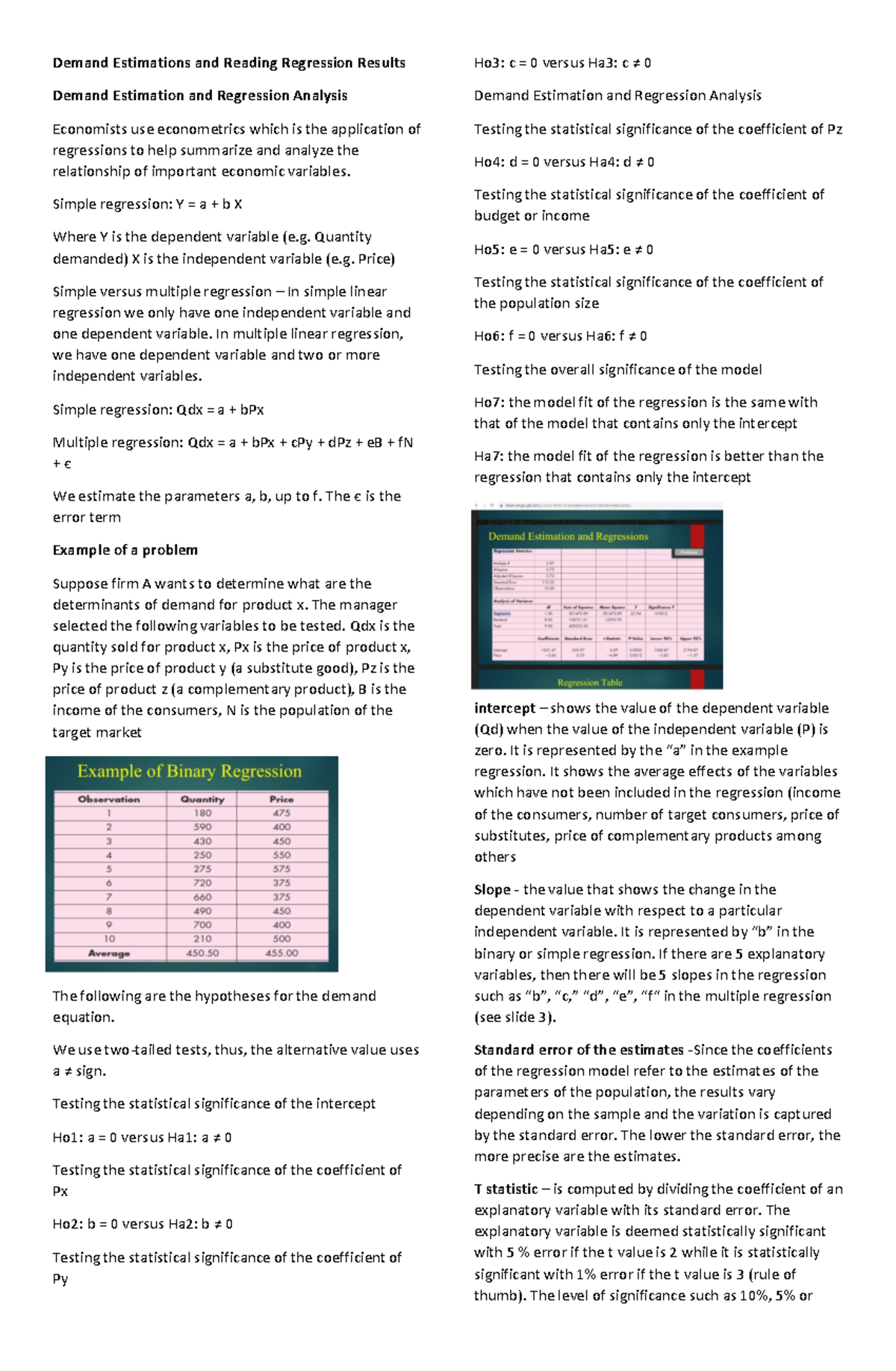 Demand Estimations and Reading Regression Results - Simple regression ...