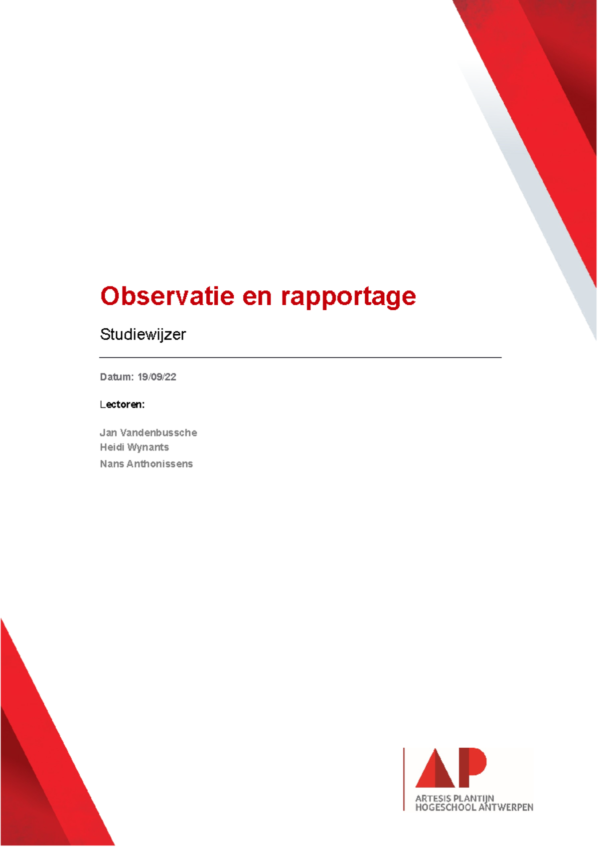 OER Studiewijzer 2022-2023 - Observatie en rapportage Studiewijzer ...