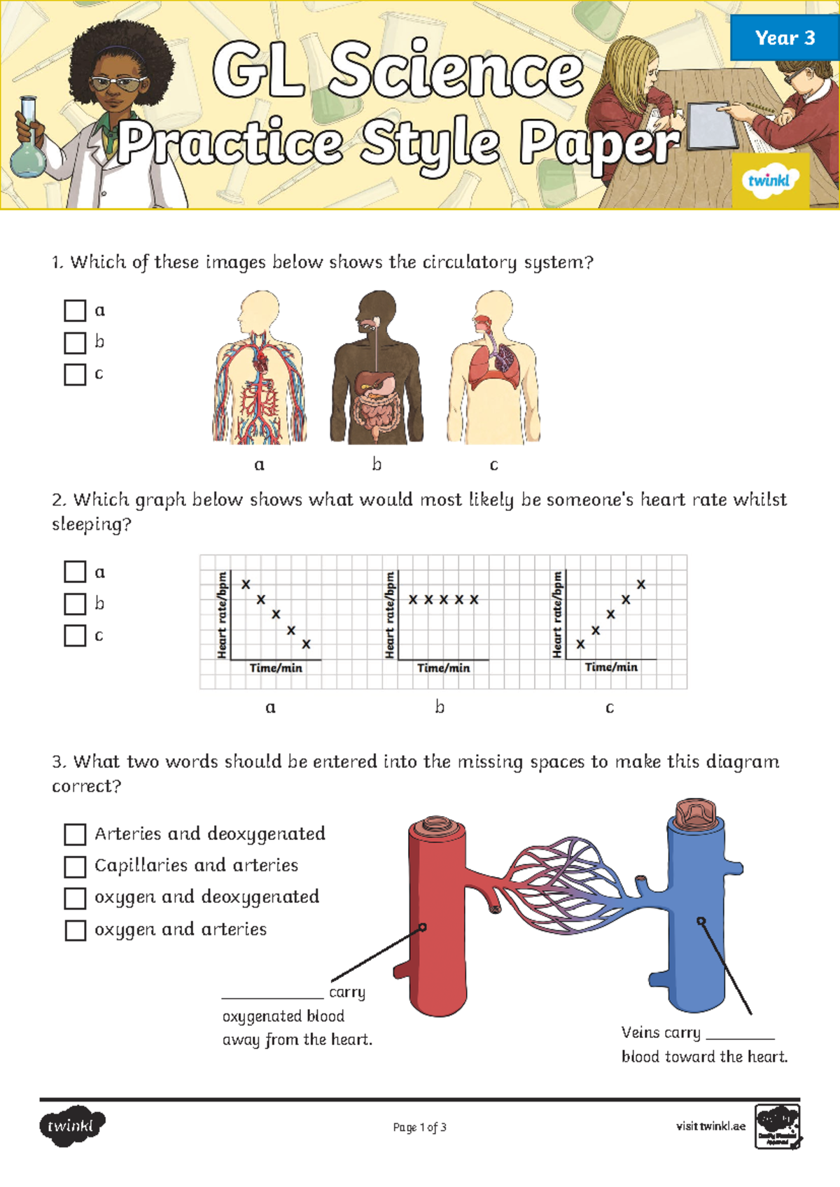 Y6 Science Progress Test Style Science Questions - 1. Which of these ...