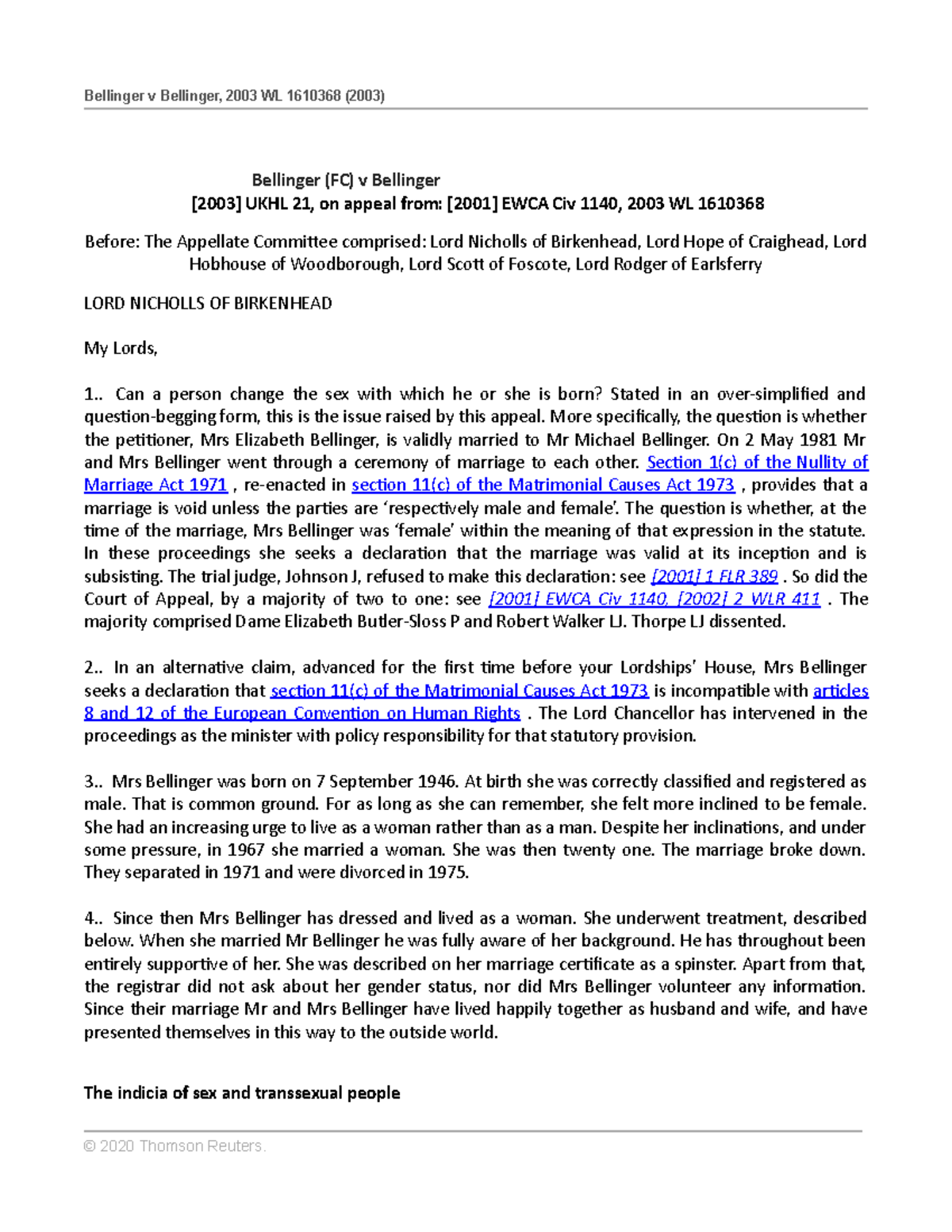 Bellinger v Bellinger - Lord Nicholls judgment only - Bellinger (FC) v ...