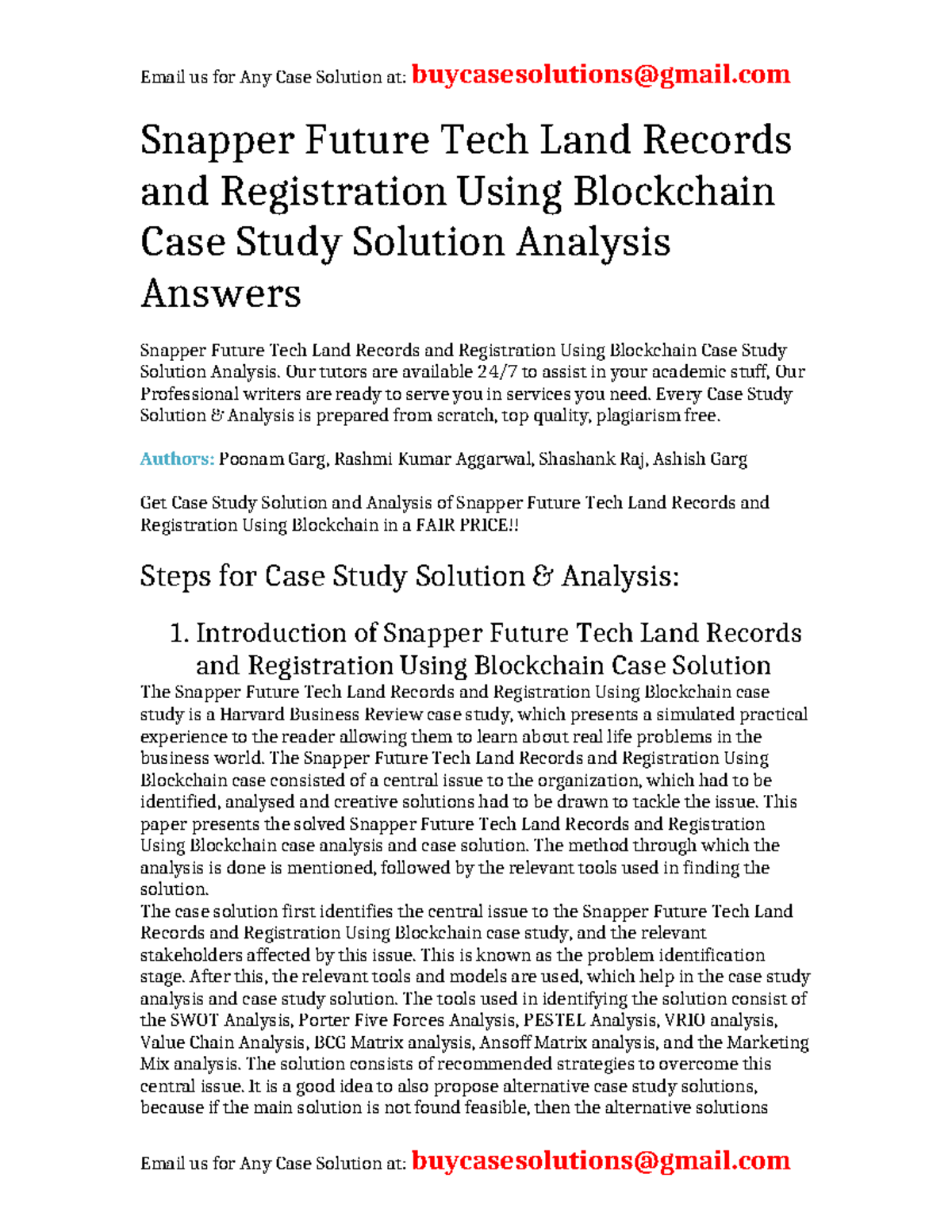 Case Solution Snapper Future Tech Land Records and Registration Using Blockchain - Snapper ...