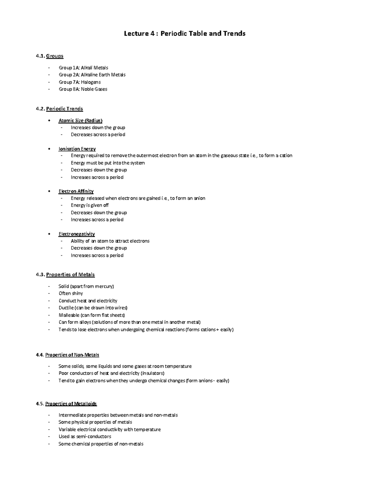 Lecture 4 and 5 - Notes on Periodic Trends and Atomic Structure ...