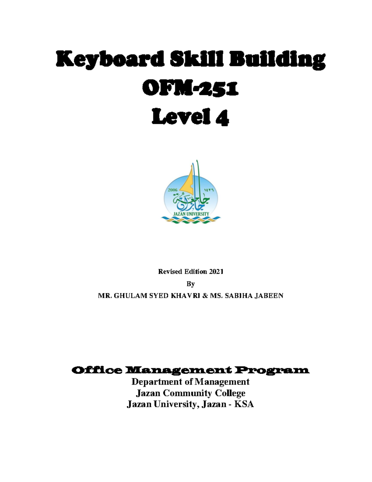 OFM-251 Revised 2021 BOOK - Keyboard Skill Building OFM- 251 Level 4 ...