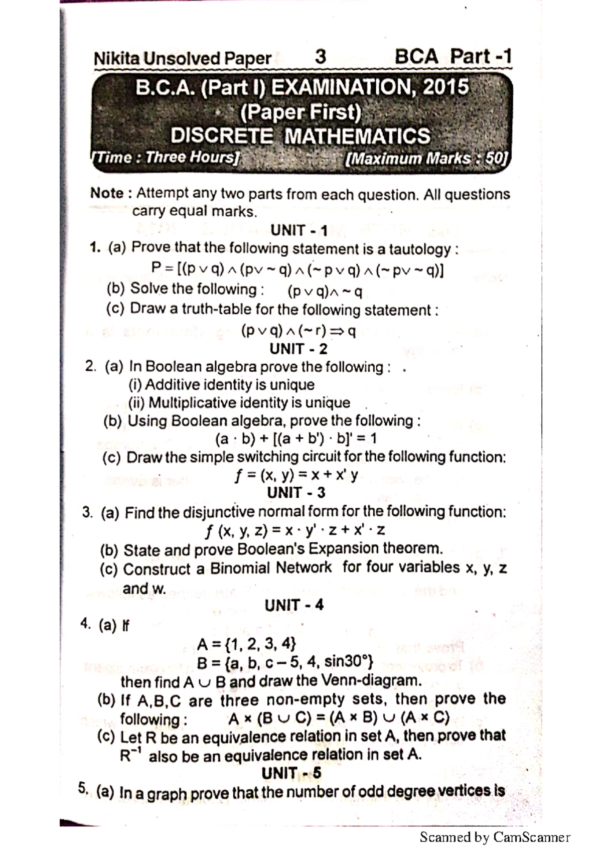 Discrete mathematics 5year questions - Studocu