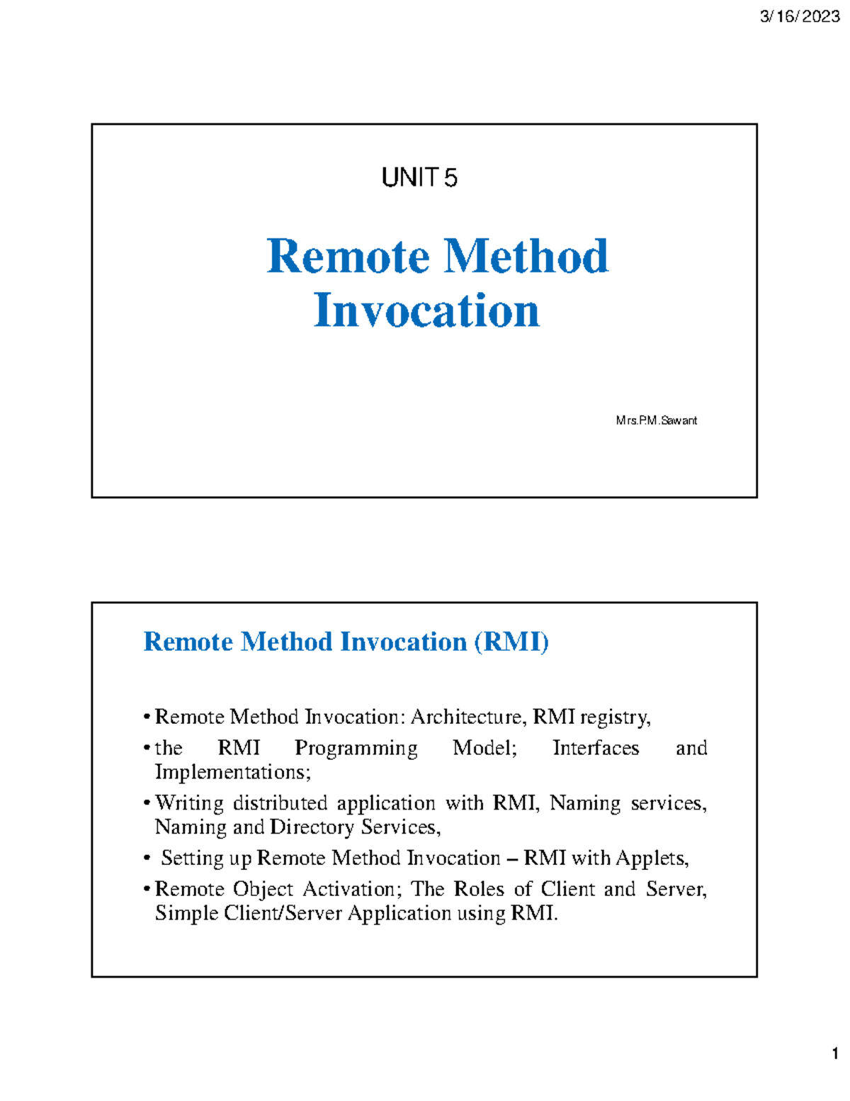 Advanced Java Notes - Remote Method Invocation UNIT 5 M rs.P .Sawant ...