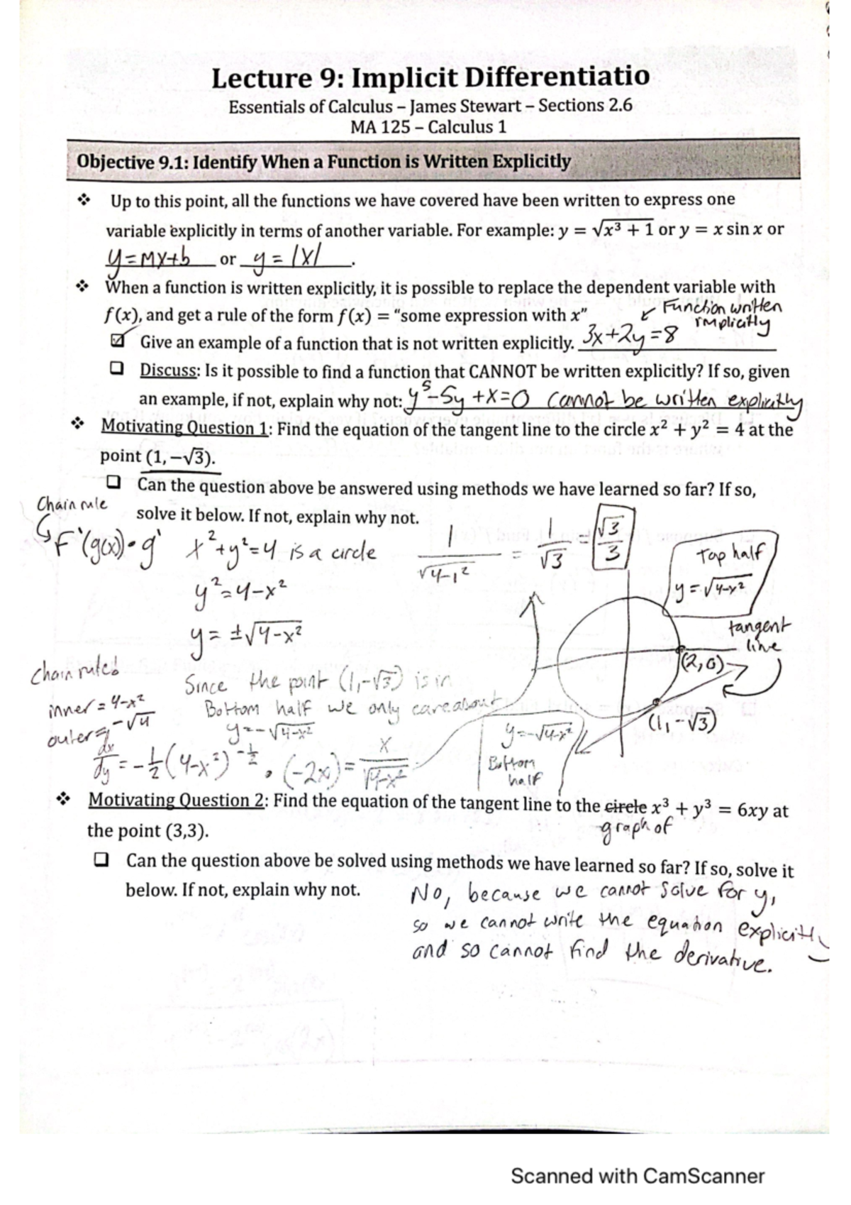 Lecture 9 notes - MA 125 - UAB - Studocu