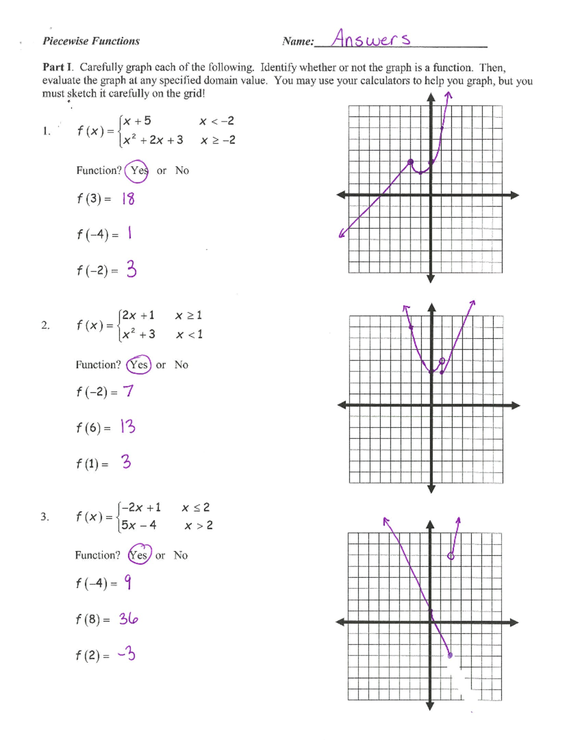 Piecewise Worksheet ans - Studocu