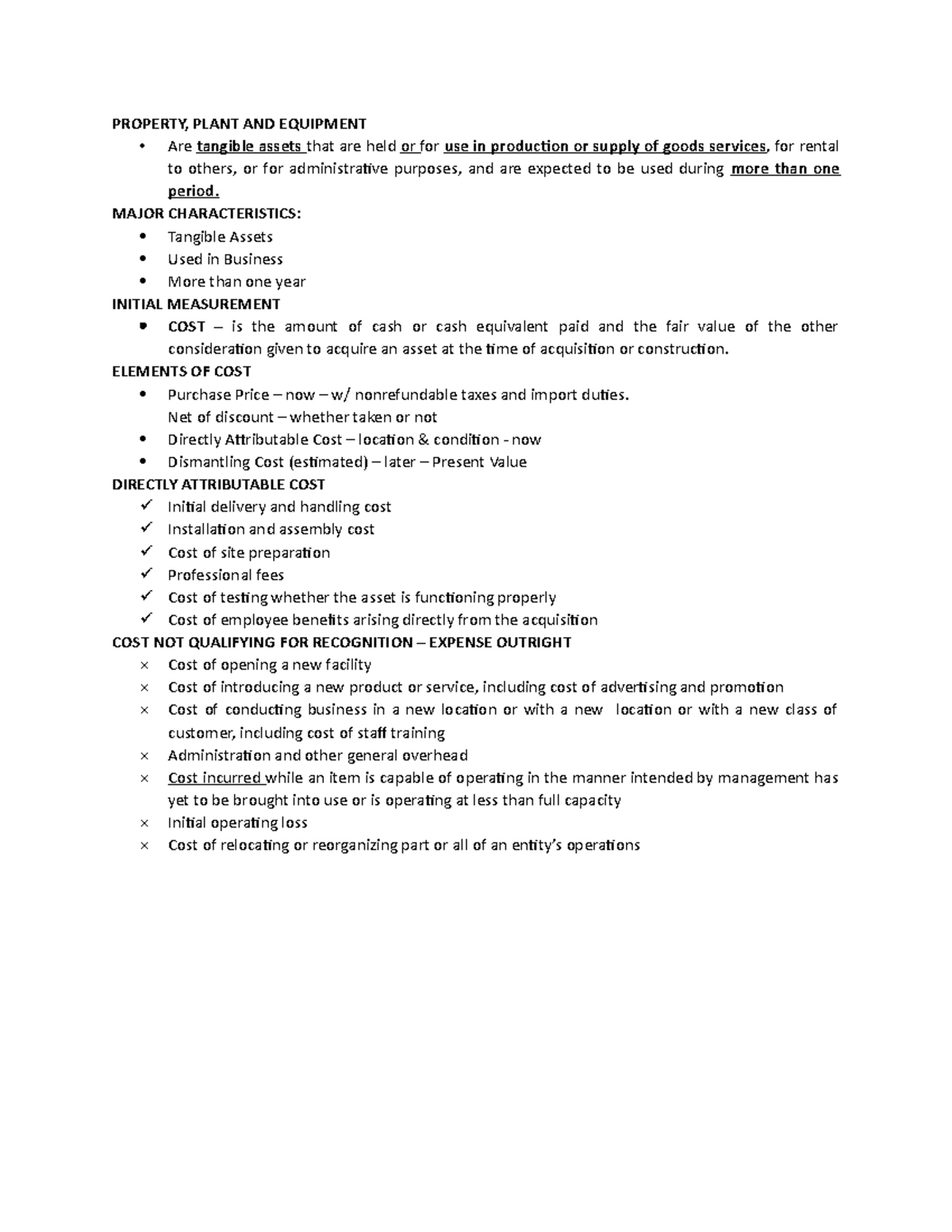 PPE - Introduction - PROPERTY, PLANT AND EQUIPMENT Are tangible assets ...