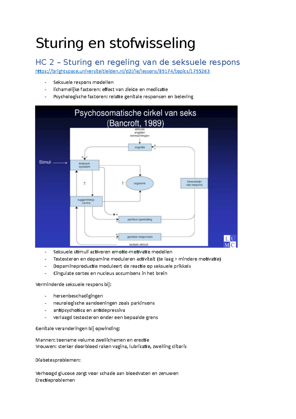 HC 2 – Sturing en regeling van de seksuele respons - Sturing en ...
