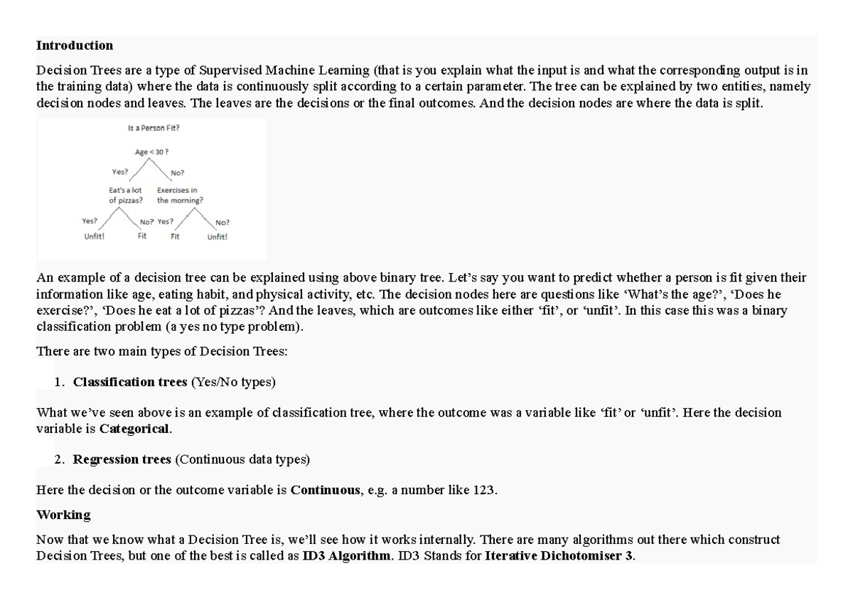 Decision Tree Classification ID3 - Introduction Decision Trees are a ...