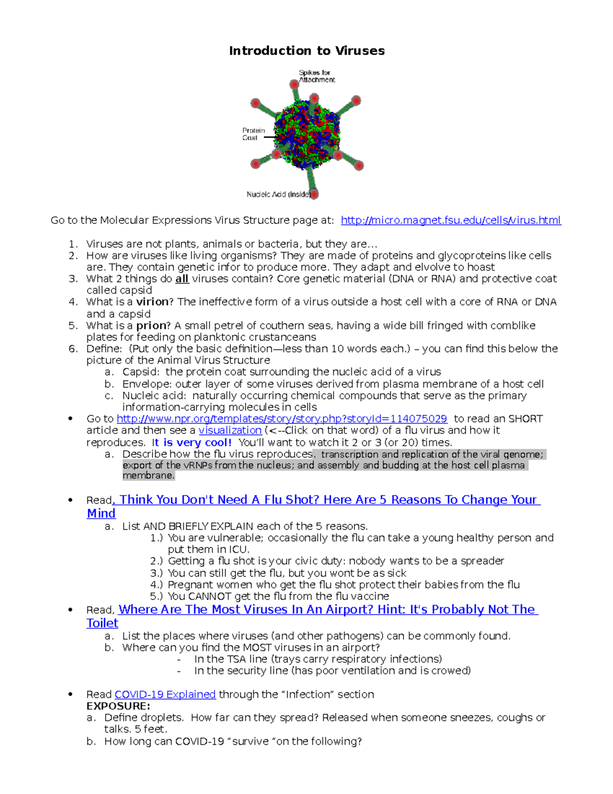 Viruses Webquest 2023 - Assignment given by my teacher! hope this is ...