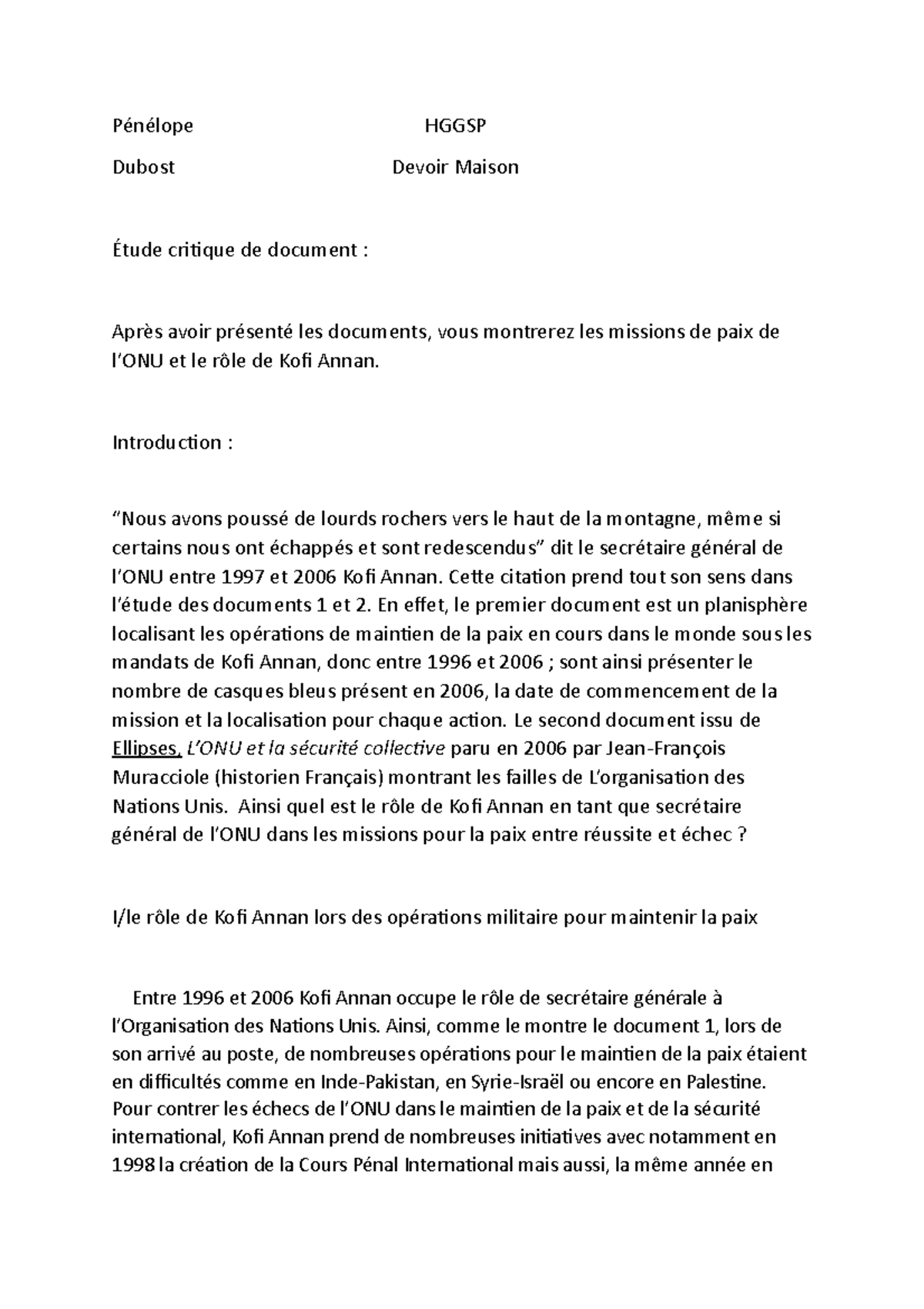Hggsp étude doc - Pénélope HGGSP Dubost Devoir Maison Étude critique de document : Après avoir ...