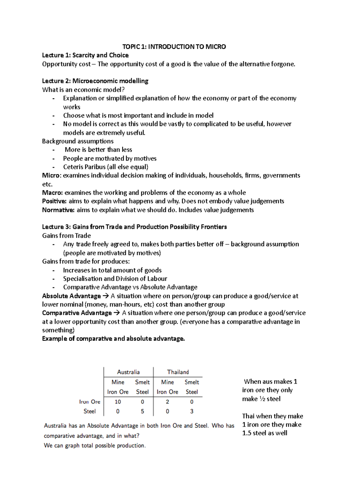 MIcro notes - TOPIC 1: INTRODUCTION TO MICRO Lecture 1: Scarcity and ...