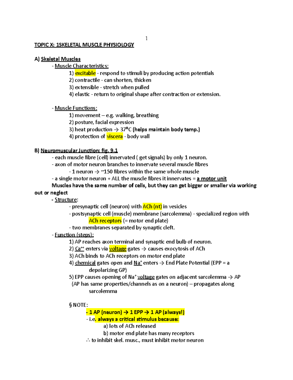 Topic X Skeletal Muscle Physiology - TOPIC X: 1 SKELETAL MUSCLE ...