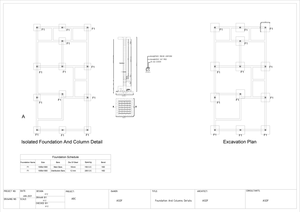 2.Foundation And Column Layout - Isolated Foundation And Column Detail ...