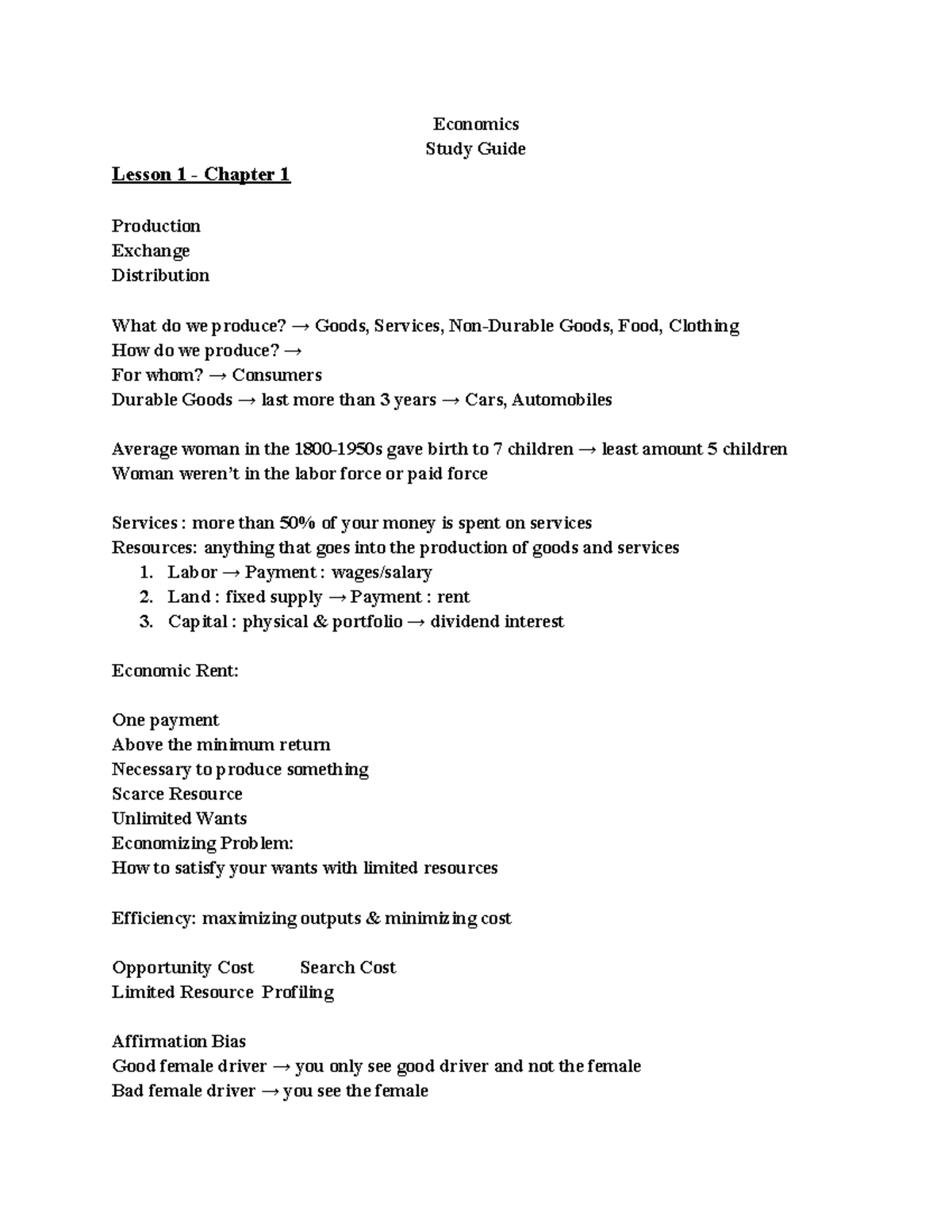 Economics study guide - Economics Study Guide Lesson 1 - Chapter 1 ...