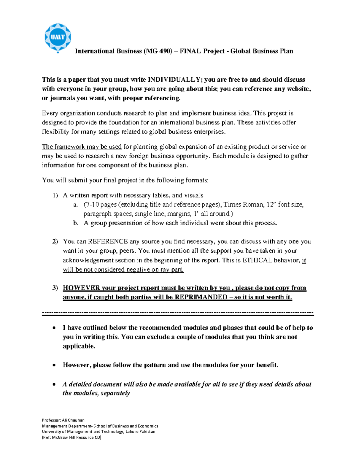 GBP- overview of GBP - Global business plan - International Business ...