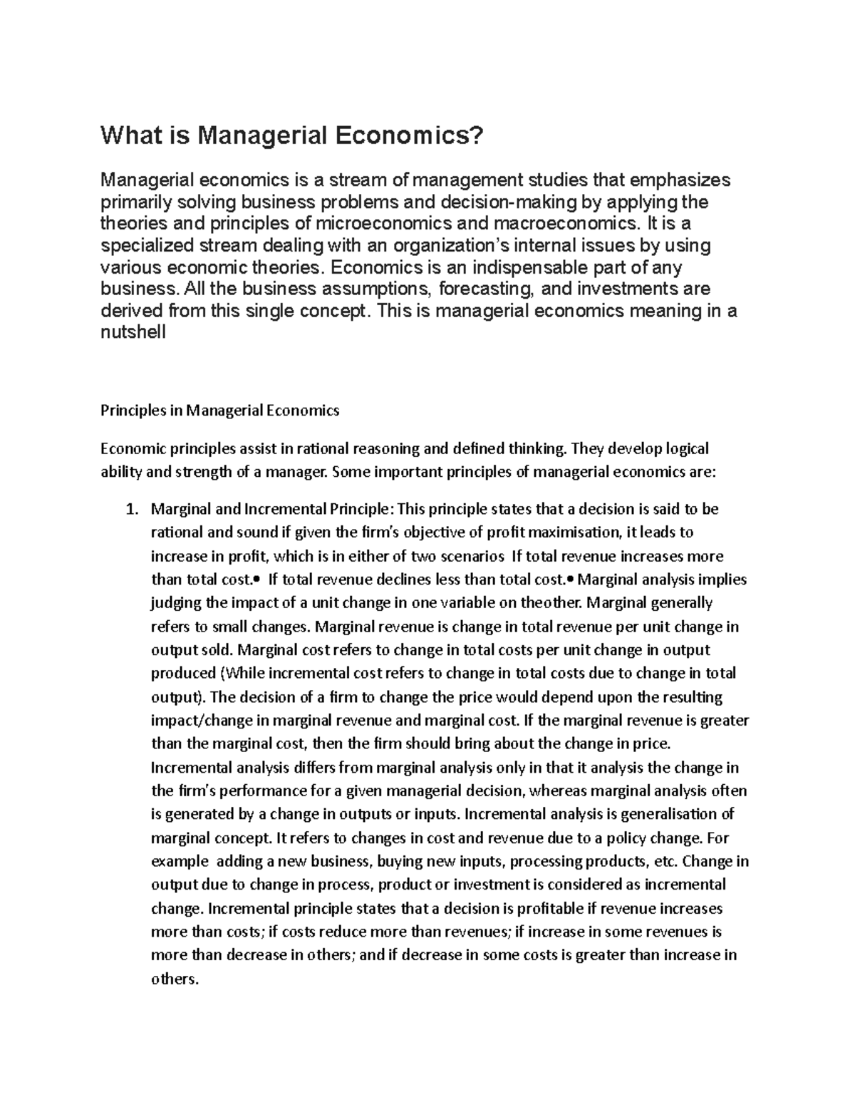 What is Managerial Economics assignment for 1st semester bba llb ...