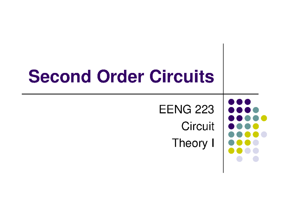 Second order circuits - electrical and computer engineering - Second Order Circuits EENG 223 ...