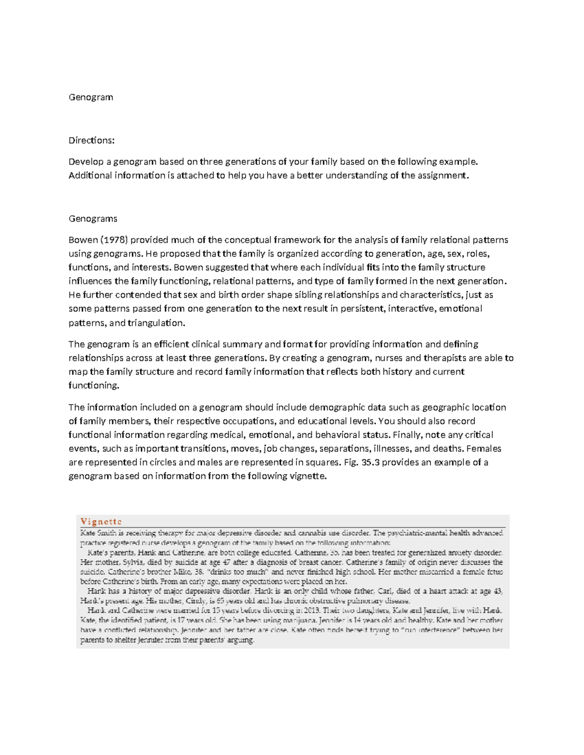 Genograms - geno grams - Genogram Directions: Develop a genogram based ...