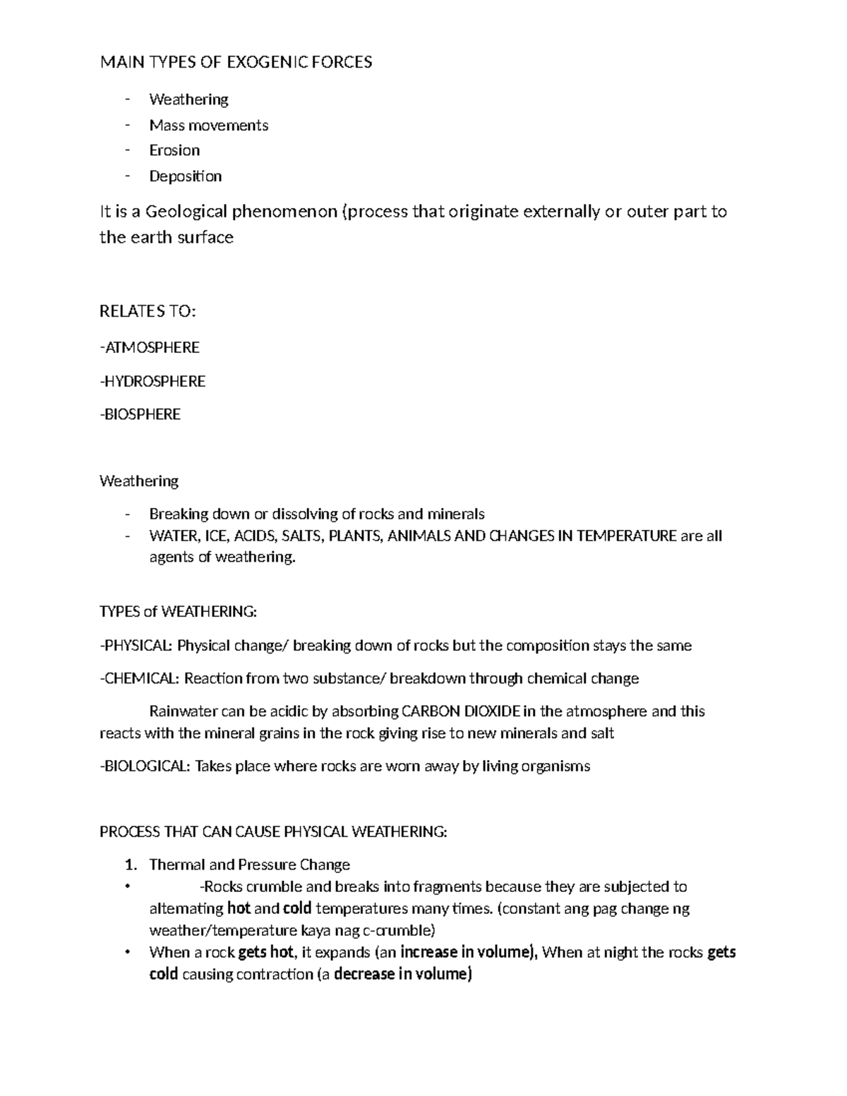MAIN Types OF Exogenic Forces - MAIN TYPES OF EXOGENIC FORCES ...