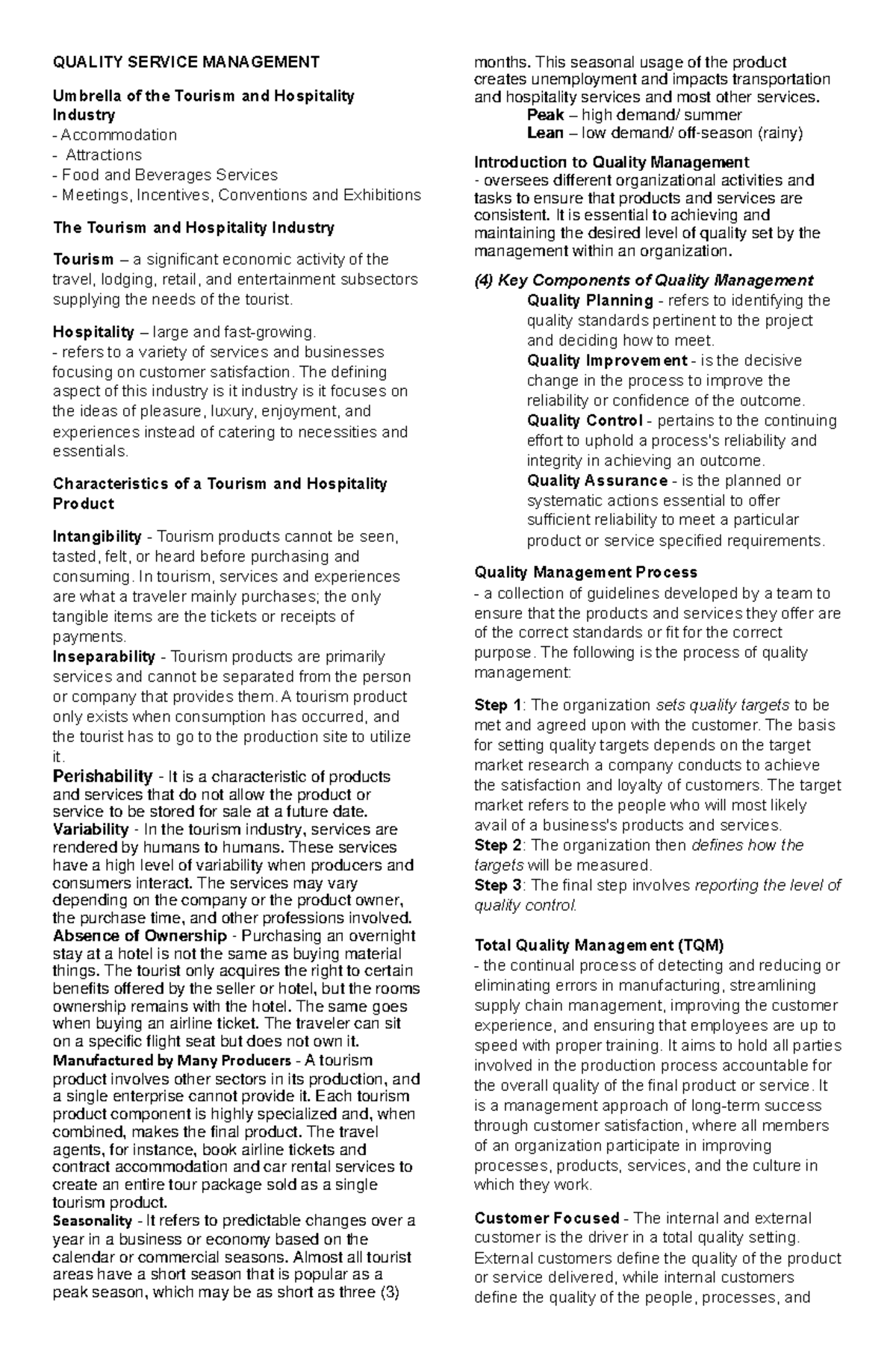 Quality- Service- Management - QUALITY SERVICE MANAGEMENT Umbrella of ...