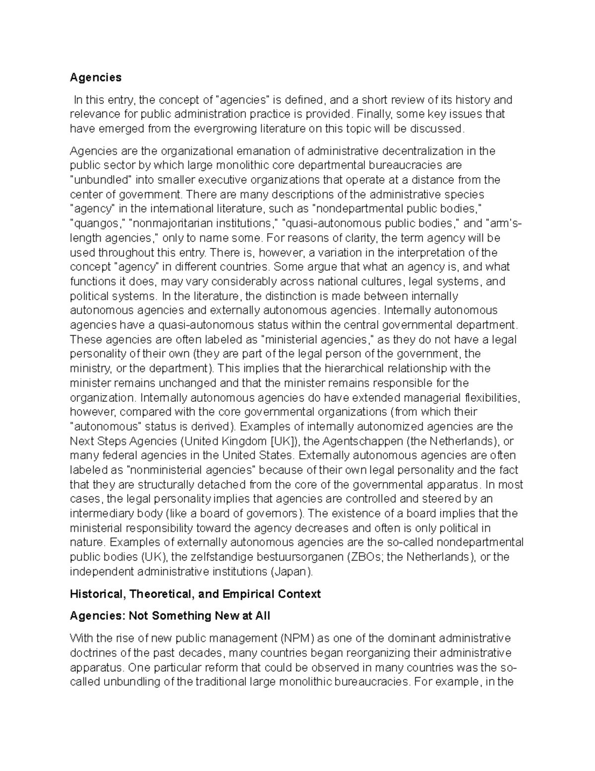 Agencies - Agencies In this entry, the concept of “agencies” is defined ...