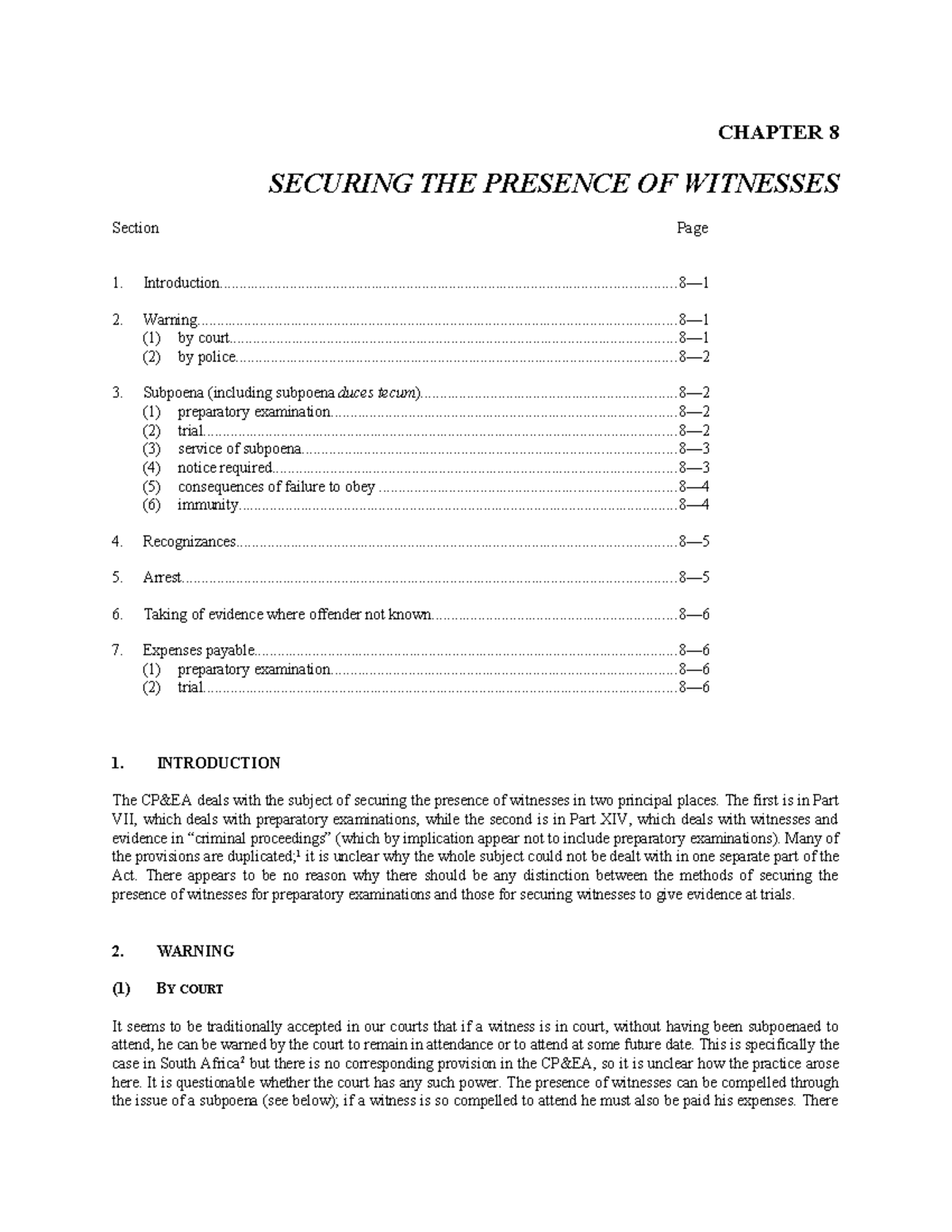 Chapter 8 - criminal procedure - CHAPTER 8 SECURING THE PRESENCE OF ...