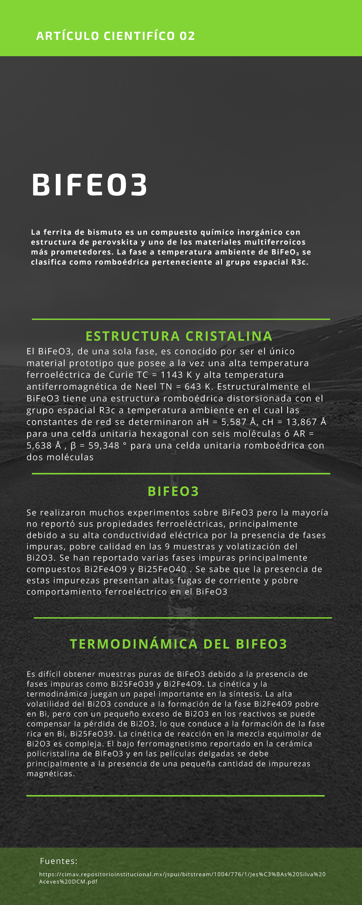 BIFEO3 - INFORME ACADÉMICO - ARTÍCULO CIENTIFÍCO 02 El BiFeO3, de una ...