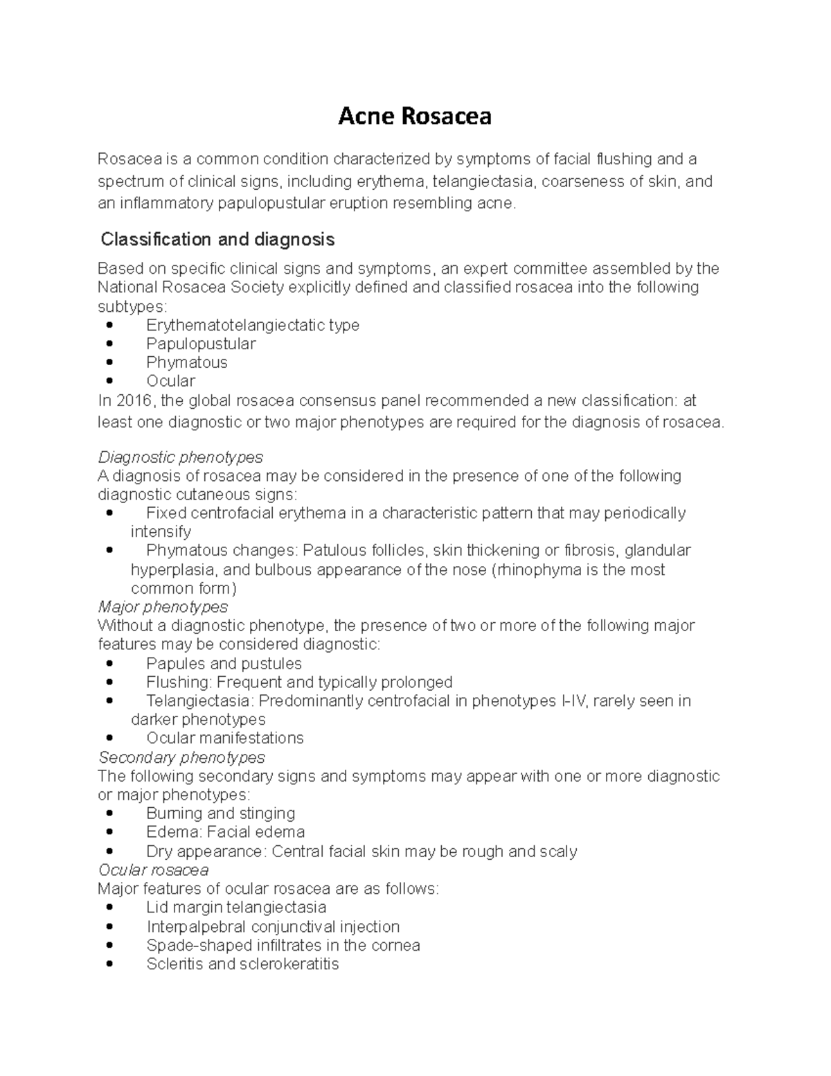 Acne Rosacea - Simple not for easy learning - Acne Rosacea Rosacea is a ...