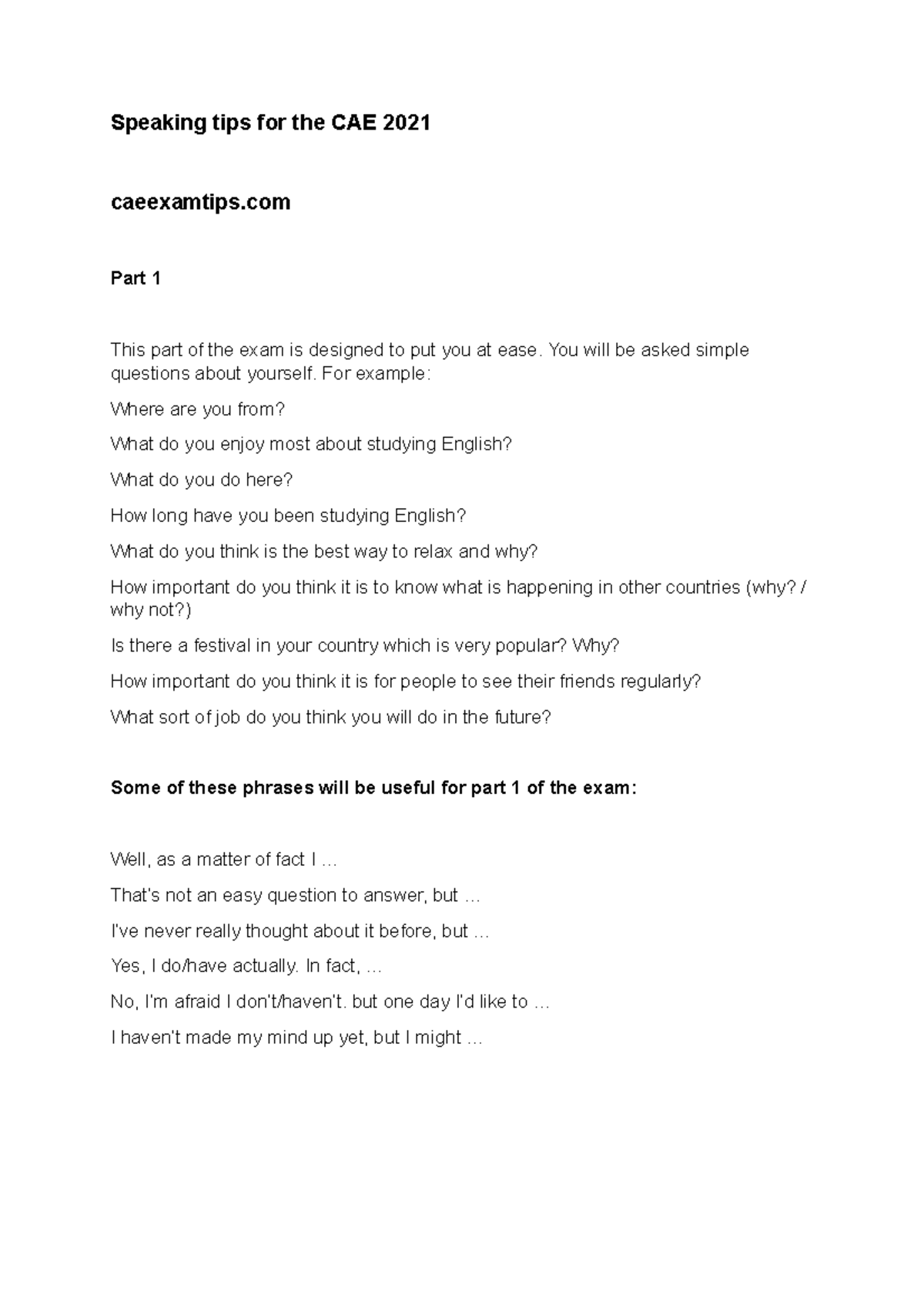 CAE Speaking exam tips 2021 - Speaking tips for the CAE 2021 ...