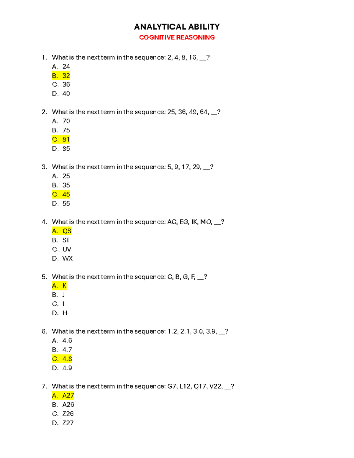 Cognitive Reasoning - ANALYTICAL ABILITY COGNITIVE REASONING What is ...